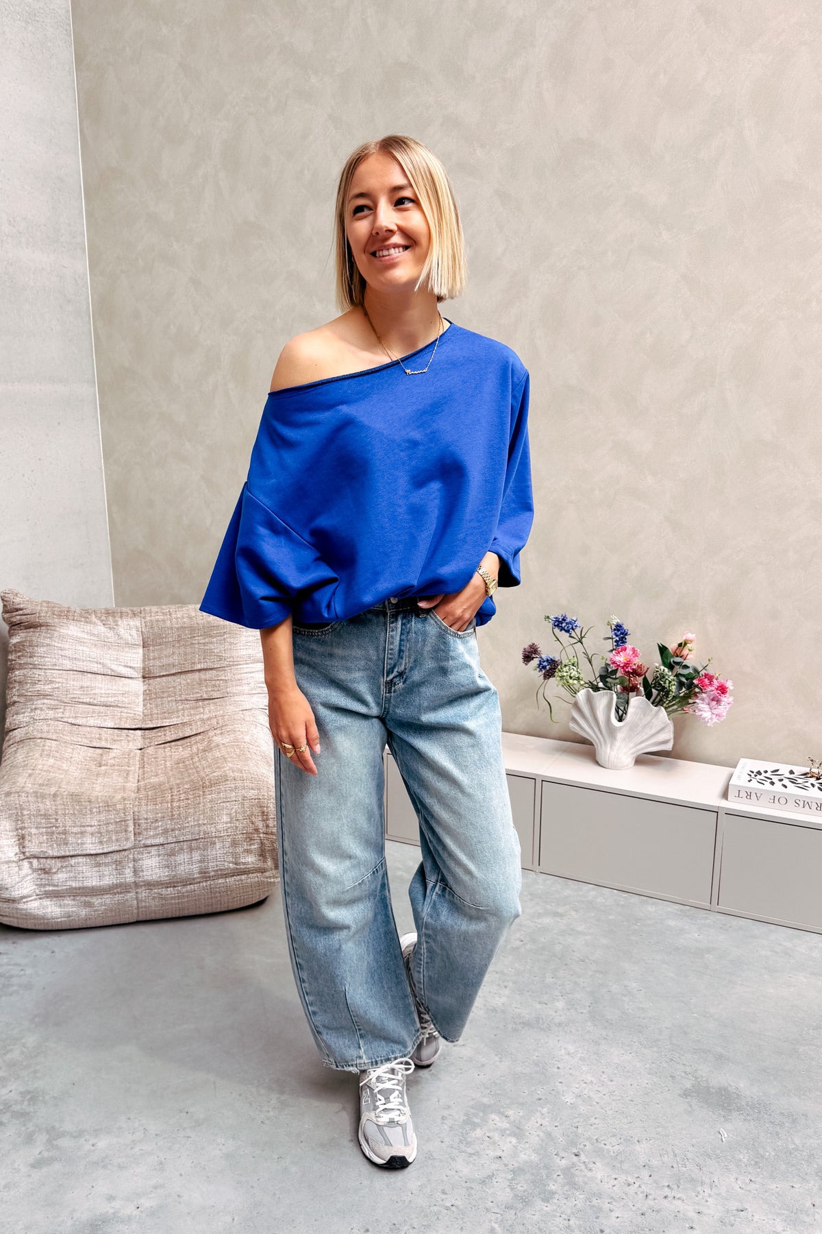 NOÉMIE OFF SHOULDER TEE - COBALT BLUE – By Lenz