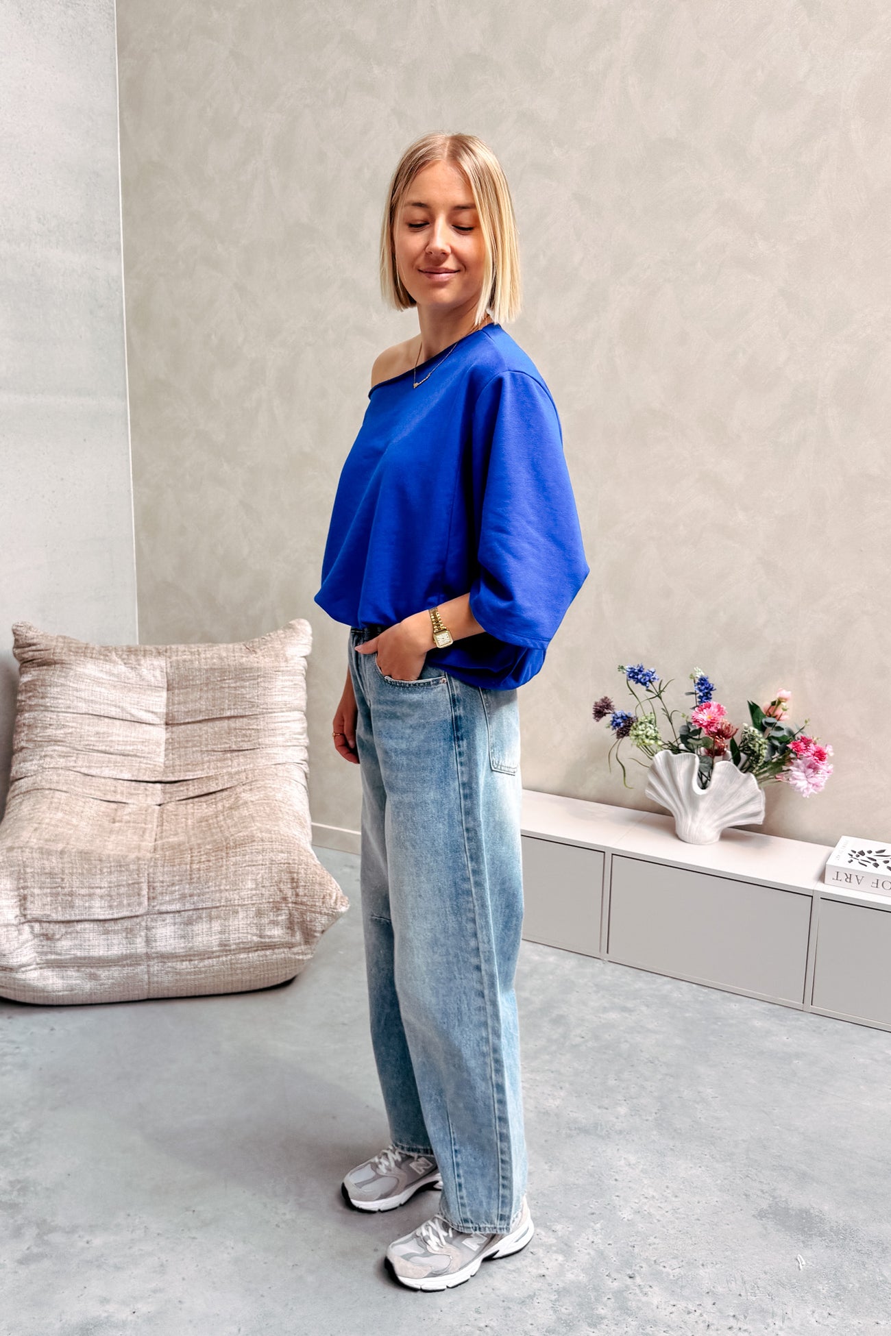 NOÉMIE OFF SHOULDER TEE - COBALT BLUE – By Lenz