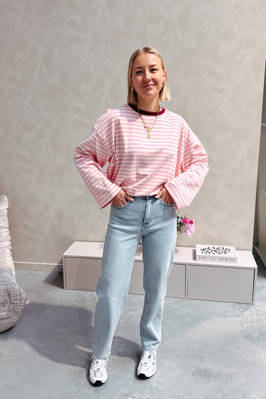 TOOS STRIPED LONGSLEEVE - ROSE/CREAM – By Lenz