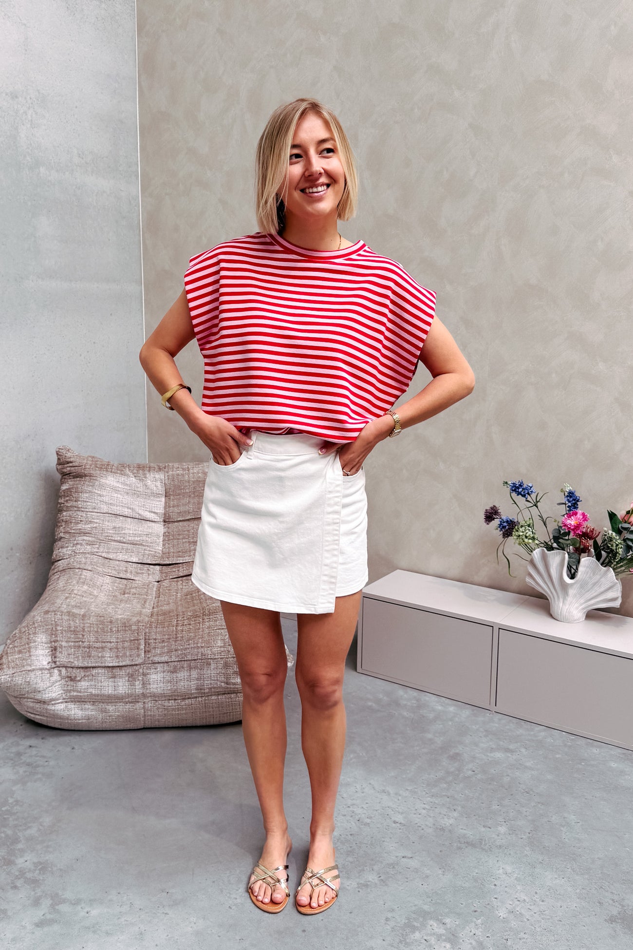 LIVIA STRIPED TOP - RED/PINK – By Lenz