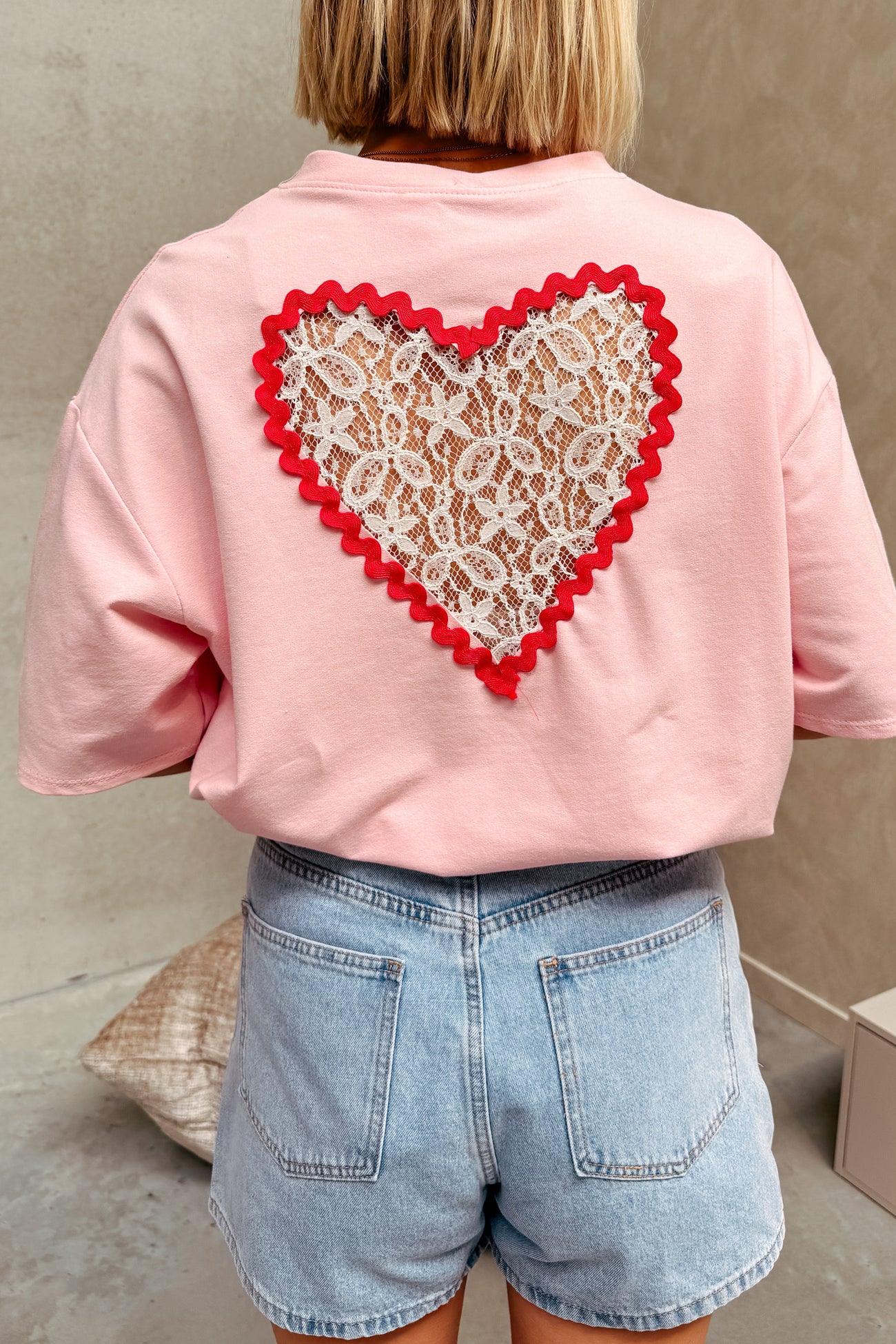 SWEETHEART LACE TEE - PINK – By Lenz