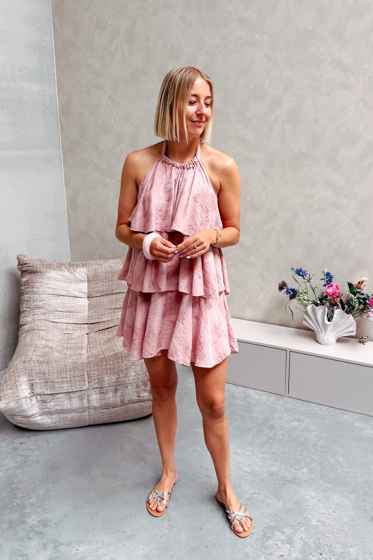 DUSTY ROSE FLORAL DRESS – By Lenz
